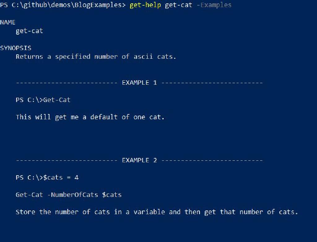 PowerShell Comment Based Help: Examples with Multiple Lines of Code